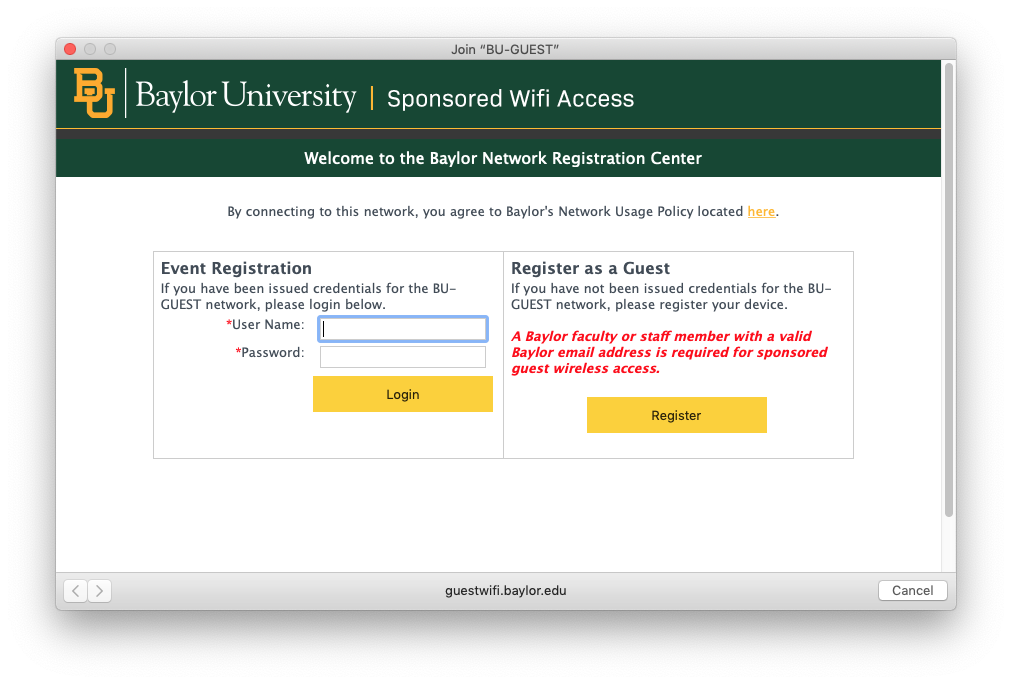 Guest Instructions | HelpDesk+ | Baylor University